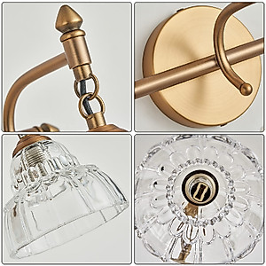 OFFDARKS Bathroom Vanity Light Fixtures Matte Brass Vintage Vanity Lighting Fixture Over Mirror 3 Lights Wall Sconce for Bedroom Dressing Room Living Room Hallway