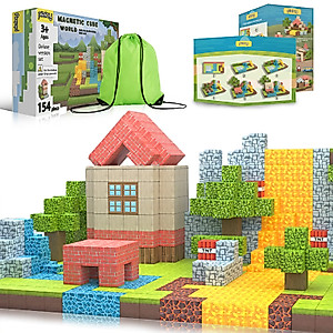 154pcs,Magnetic Building Blocks,Gifts for 3+ Children, Fidget Cubes Construction Toys,STEM Montessori Sensory Toys for Toddlers Gifts for 3+ Years Old Girls Boys