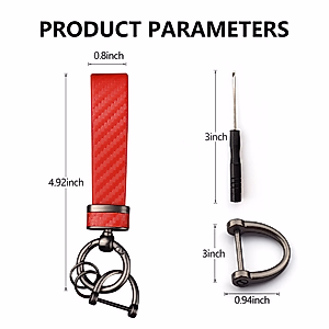 Wedfish Carbon Fiber Car Keychain,Car Key Chain,Car Accessories Key Ring&Anti-Lost,Good Gifts for Loved Ones and Friends (Red)