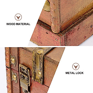 USHOBE 2pcs Box Pirate Treasure Chest Gold Trim Dining Table Decor Wood Decor Wedding Party Favor Jewelry Mini Treasure Chest Storage Box Treasure Box Decorate Slider Props Bamboo Lock