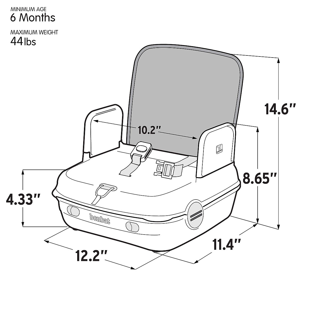 New Baby Booster Seat for Dining Table by Benbat. Portable, Washable Infant Feeding High Chair. Easy Folding & Adjustable Safety Harness (Gray)