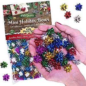 Small Christmas Bows for Gift Wrapping - 120 Pieces Gift Bows for Christmas Presents - Holiday Bows as Christmas Bows for Presents - Christmas Present Bows for Any Holiday Season