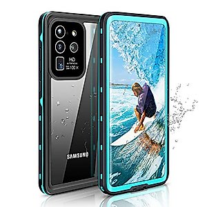 Ezanmull Galaxy S20+ / S20 Plus Case Waterproof with Built-in Screen Protector, Full Body Protection Underwater Shockproof Rugged Anti-Drop Protective Case for Samsung Galaxy S20 Plus 5G (Clear&Teal)
