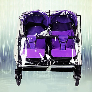Twins Baby Pushchair Rain Cover Universal Stroller Waterproof Rainy Weather Guard Side by Side Double Carriage Outdoor Wind Dust Snow Protection Breathable Shield Transparent Accessories