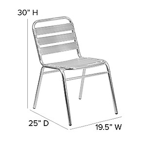 EMMA + OLIVER 4 Pack Commercial Aluminum Indoor-Outdoor Restaurant Stack Chair - Triple Slat Back