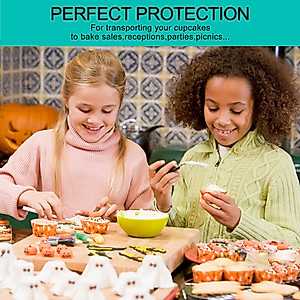 3unshine 24 Count Cupcake Containers, Set of 12 Plastic Cupcake Boxes Bulk, 24 Compartment Cupcake Holder with Detachable Lid,Disposable Muffin Carrier