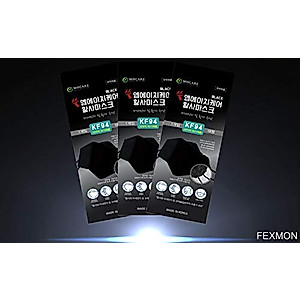 (Pack of 20) Korea Black Disposable KF94_ Face Mask, Unisex, 4-Layer Filters Breathable Comfortable, Adjustable Strap, Nose Mouth Covering Dust Mask Made in Korea.