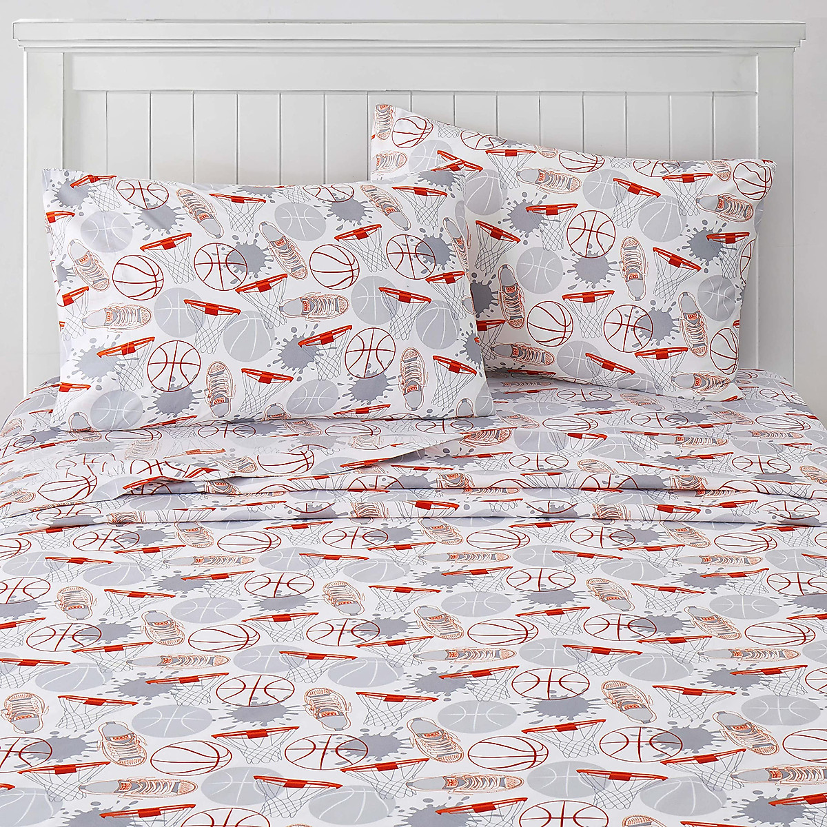 1500 Supreme Kids Bed Sheet Collection - Fun Colorful and Comfortable Boys and Girls Toddler Sheet Sets - Deep Pocket Wrinkle Free Soft and Cozy Bedding - Full , Basketball