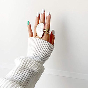 KURTCB Chunky Open Ring 14k Gold Plated Minimalist Adjustable Dome Teardrop Wide Bold Statement Ring for Women (Gold)