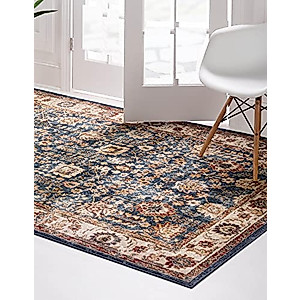 Unique Loom Utopia Collection Traditional Classic Vintage Inspired Area Rug with Warm Hues, 8 x 10 ft, Navy Blue/Beige