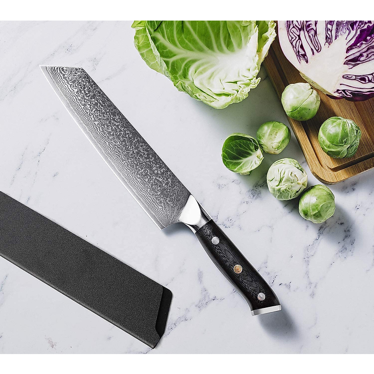 Damascus Chef Knife 8 Inch, Razor Sharp Kitchen Knife Japanese VG-10 Stainless Steel with Premium G10 Handle&Triple Rivet&Gift Box（8 Inches）