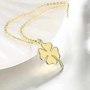 Greendou Fashion Jewelry 18K Gold Cute Four-Leaf Clover Lucky Adjustable Pendant Necklace