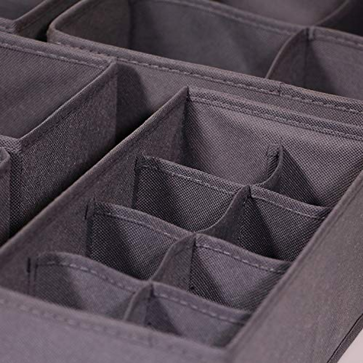 DIOMMELL 21 Pack Foldable Cloth Storage Box Closet Dresser Drawer Organizer Divider Fabric Baskets Bins Containers for Baby Clothes Underwear Bras Socks Lingerie Clothing,Dark Grey 24249