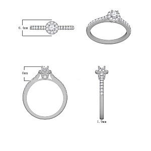 MauliJewels 0.75 Carat Engagement Wedding Diamond Bridal Ring Sets for Women 14K Solid White Gold (Centre Stone 0.25 CT and Side Stones 0.50 CT I-J-K/I2-I3)
