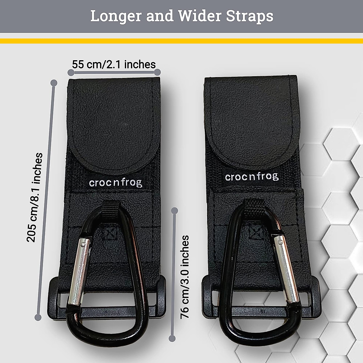 Stroller Hook - Faux Leather Style Stroller Hooks for Hanging Purse, Diaper Bags | Strong and Large Stroller Clips - Perfect Stroller Organizer for Baby Shower Favors or Gifts - Pack of 2