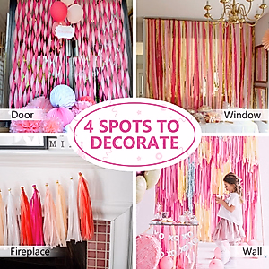 PartyWoo Crepe Paper Streamers 4 Rolls 328ft, Pack of Hot Pink and Pink Crepe Paper for Party Decorations, Wedding Decorations, Birthday Decorations, Baby Shower Decorations (1.8 Inch x 82 Ft/Roll)