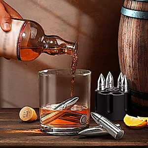 Whiskey Gifts for Men, Reusable Whiskey Stones, Mens Gifts for Dad, 6Pc Stainless Steel Ice Cubes, Cool Gadgets for Husband Grandpa Brother, Unique Birthday Gifts for Men Who Have Everything