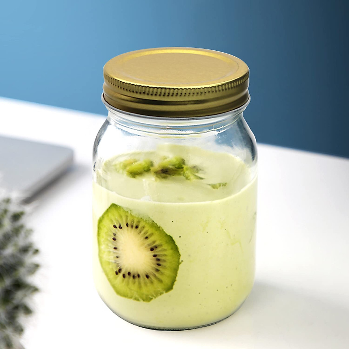 QAPPDA 16 oz Glass Jars With Gold Lids,Wide Mouth Ball Mason Jars,Glass Storage Jars For Food,Canning Jars For Pickles,Herb,Jelly,Jams,Honey,Kitchen Canisters Dishware Safe 15 Pack