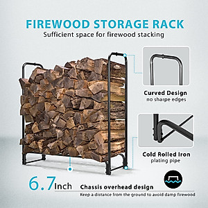 VIVOHOME 4ft Heavy Duty Indoor Outdoor Firewood Storage Log Rack and Cover Combo Set with Zipper