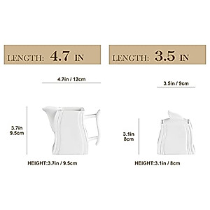 MALACASA Porcelain Creamer and Sugar Set, Ivory White Serving Set for Coffee and Tea,1-Piece Milk Jug and 1-Piece Sugar Pot with Lid, Set of 3, Series Flora