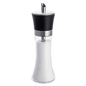 Restaurantware Vetri 6.3 Ounce Sugar Dispenser 1 Pouring Spout Sugar Shaker Dispenser - Black Lid Clear Finish Glass Sugar Pourer Refillable Dishwashable