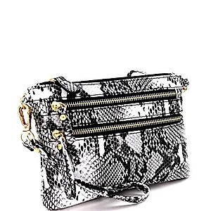 Multi Pocket Soft Faux Leather Wristlet Small Wristlet Crossbody Bag for Travel (1Snake Multi Blue)