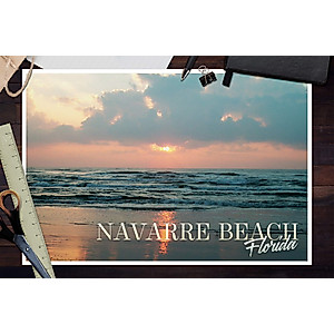 Lantern Press Navarre Beach, Florida, Ocean at Dawn (12x18 Art Print, Travel Poster Wall Decor)