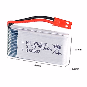 2 Pcs 3.7V 750mAh 25C 902540 Rechargeable Lipo Battery with USB Charger for X400 X300C X800 X500 HJ818H J819S Quadcopter RC Drone Spare Parts