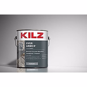 KILZ Over Armor Wood & Concrete Resurfacer, Exterior, Textured, Slate Gray, 1 Gallon