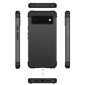BENTOBEN Pixel 6 Case, Google Pixel 6 Case, 3 in 1 Heavy Duty Rugged Hybrid Shockproof Hard PC Cover Soft Silicone Bumper Impact Resistant Protective Phone Cases for Google Pixel 6 6.4 Inch, Black