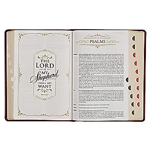 KJV Study Bible, Large Print Faux Leather - Thumb Index, King James Version Holy Bible, Art Nouveau Framed Saddle Tan