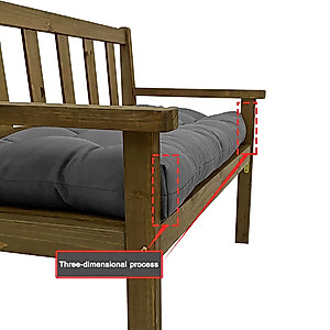 BOOMSHY 51"x20" Indoor/Outdoor Bench Cushion Cotton Garden Furniture Seat Cushion,Patio Wicker Seat Cushions with Ties for Lounger Garden Furniture Patio Lounger Bench (Dark Grey)