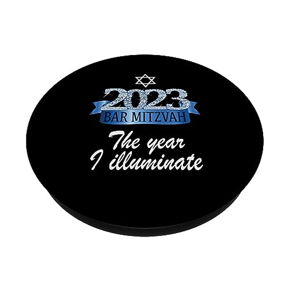 2023 Bar Mitzvah Quote Festive Black Blue Decor PopSockets Standard PopGrip