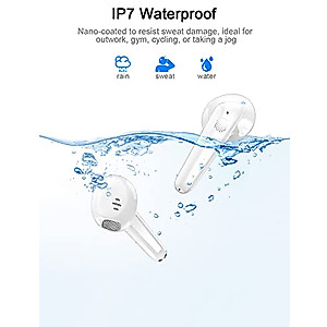 Wireless Earbud, aiskding Bluetooth 5.3 Headphones, Bluetooth Earbud HiFi Stereo Built-in 4 Mics, Wireless Headphones Touch Control with 32H Playtime, Bluetooth Earphones IP7 Waterproof for Work Sport
