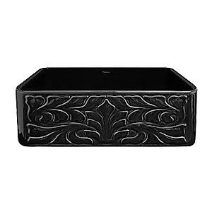 Whitehaus WHFLGO3018-BLACK Reversible Kitchen Fireclay Sink, 30 x 18 x 10, Black