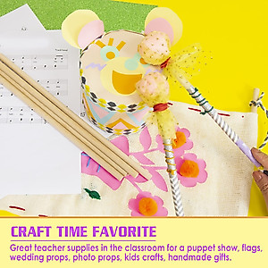 BAZIC Wooden Dowel Rods Wood Sticks, 3/8" x 12" Round Natural Color Hardwood Stick, Unfinished Wood for Crafts Lollipops Cake Support (6/Pack), 1-Pack