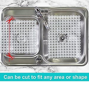 Coopay 2 Pack Kitchen Sink Mat Plastic Sink Protect Mat PVC Eco-Friendly Kitchen Adjustable Stainless Steel/Porcelain Dish Drying Pad Sink Protector for Bottom of Kitchen Sink, 15 x 11 Inches (Clear)