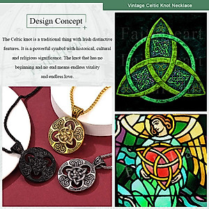 FaithHeart Celtic Triple Knot Necklace for Male Stainless Steel Vintage Pentacle Pendant Neck Charms for Women Statement Necklaces Amulet
