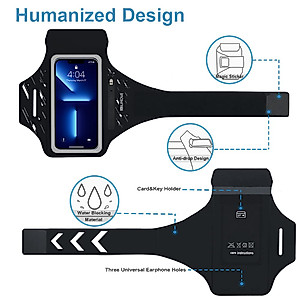 BUMOVE Armband with AirPods Holder for iPhone 15/14/13/12/11Pro Max,iPhone 15/14 Plus/Xs Max Gym Running Workouts Arm Band Case (Black)