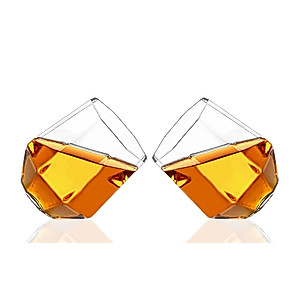 the diamond glassware Diamond Whiskey Glasses - Handmade Drink Holder for Liquor, Scotch and Bourbon - Elegant, Light, Durable - Barware Gift for Birthday, Anniversary and Father’s Day - Set of 2