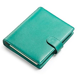 Nekmit Genuine Leather Planner, Undated Monthly & Daily Refillable Deluxe Leather Appointment Planner, A5 6 Ring Binder Organizer, Comes with A5 6-ring Insert Papers, Red