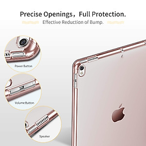 INFILAND Case Compatible with iPad Air 3rd Generation 2019 / iPad Pro 10.5 2017, Translucent Frosted Back Smart Cover Case with Pencil Holder,Rose Gold