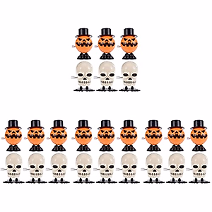 TOYANDONA 24pcs Small Gift Goodie Pumpkin Kids, Up Wind- Goodies Wind Walking Head Stuffers Toys Fillers Clockwork and Jumping Jack Party Favors Funny Halloween Toy Novelty Supplies Bag