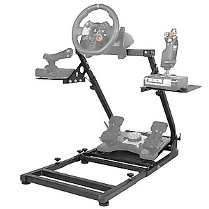 Supllueer Foldable Flight Sim Stand with Multiple Shift Panels fit for Logitech X52 X56 G27 G29, Thrustmaster Hotas Warthog, Flight Simulator Cockpit without Wheel Pedal Shifter Seat