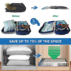 8 Pack Travel Space Saver Bags Vacuum Storage, with Sizes Medium to Large, Sealer Bag Roll-up Compression Storage No Vacuum Needed and Packing Organizers for Travel, comforters, blankets, and Clothes