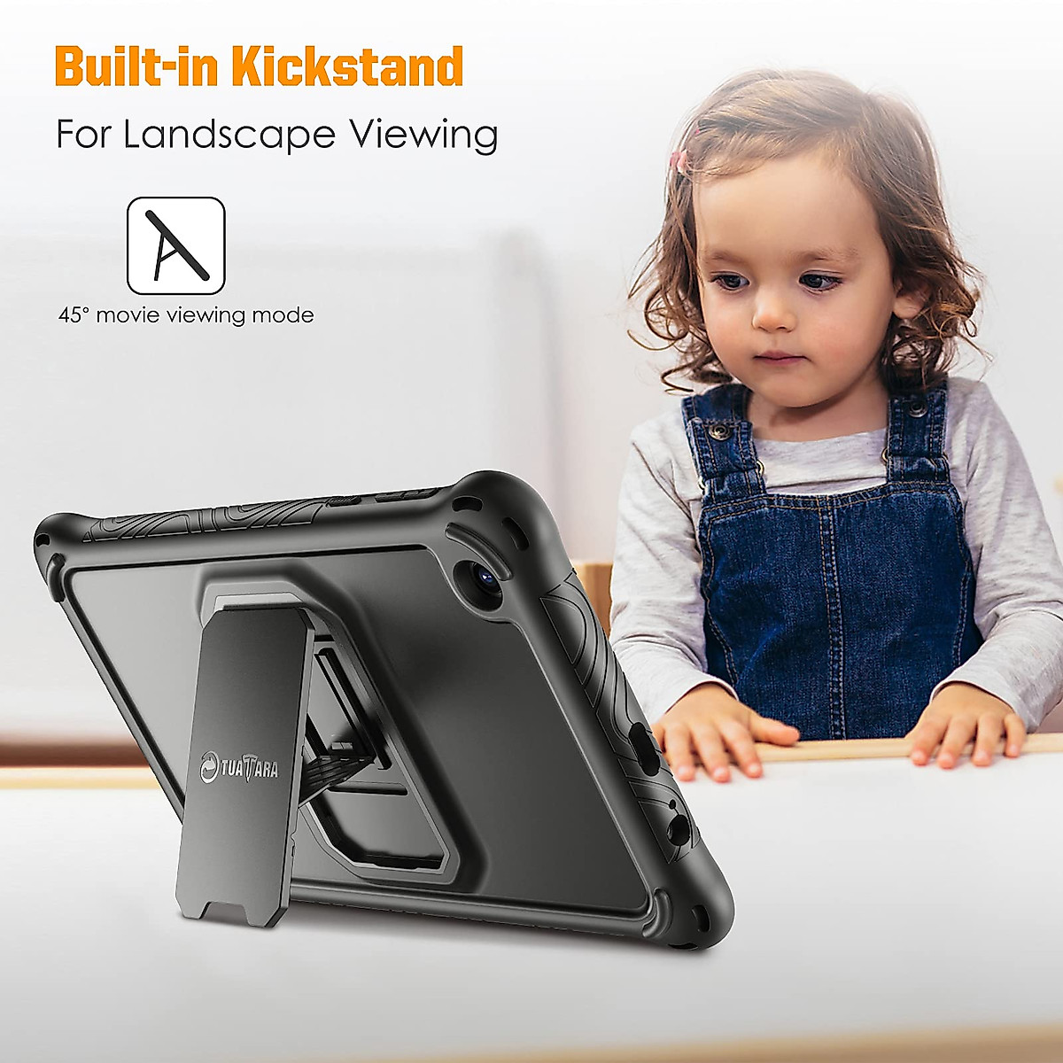 Fintie Case for for Alcatel Joy Tab 2 Tablet 8-inch 2020 Release (Model: 9032Z) - [Built-in Kickstand] Anti Slip Kids Friendly Shockproof Silicone Protective Cover (Black)