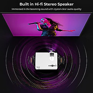 TENKER Native 1080P Projector, 7500L High Brightness Full HD Outdoor Movie Projector, 200" Giant Screen LCD Video Projector, Portable Mini Projector for Cartoon, Compatible w/Laptop/PC/DVD/TV