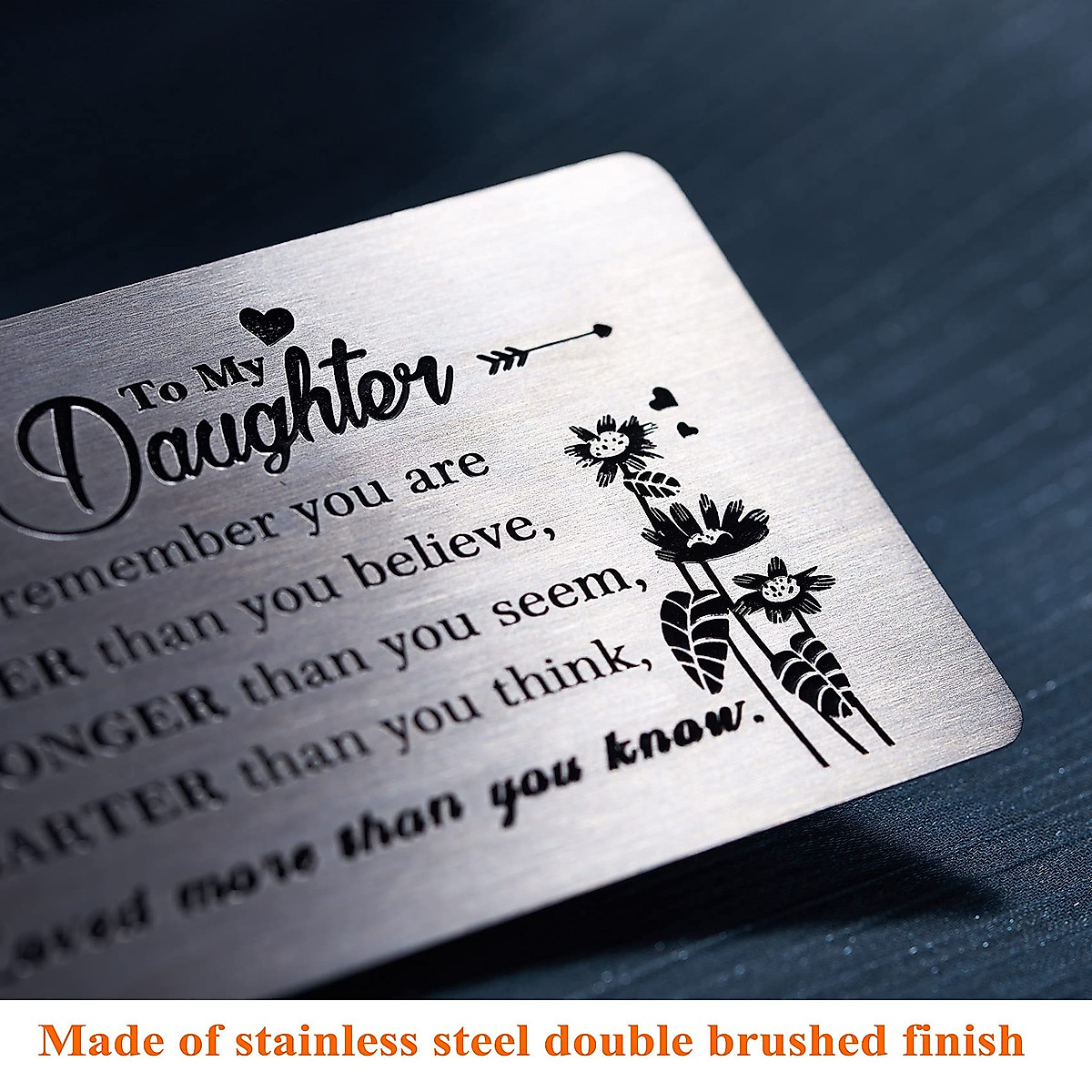Tawdull Daughter Gifts from Dad Mom Engraved Metal Wallet Inserts Card Inspirational Graduation Gift Daughters Birthday Present Always Remember You Are Braver than You Believe Note Cards