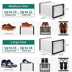 YITAHOME Shoe Storage Box, Set of 12 Medium Size Shoe Storage Organizers Stackable Shoe Storage Box Rack Containers - Medium Size（13.8’’L x 9.8’’W x 7.3’’H）
