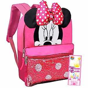 Disney Minnie Mouse Mini Preschool Backpack for Toddler Girls (12) (Minnie Mouse School Supplies Bundle)